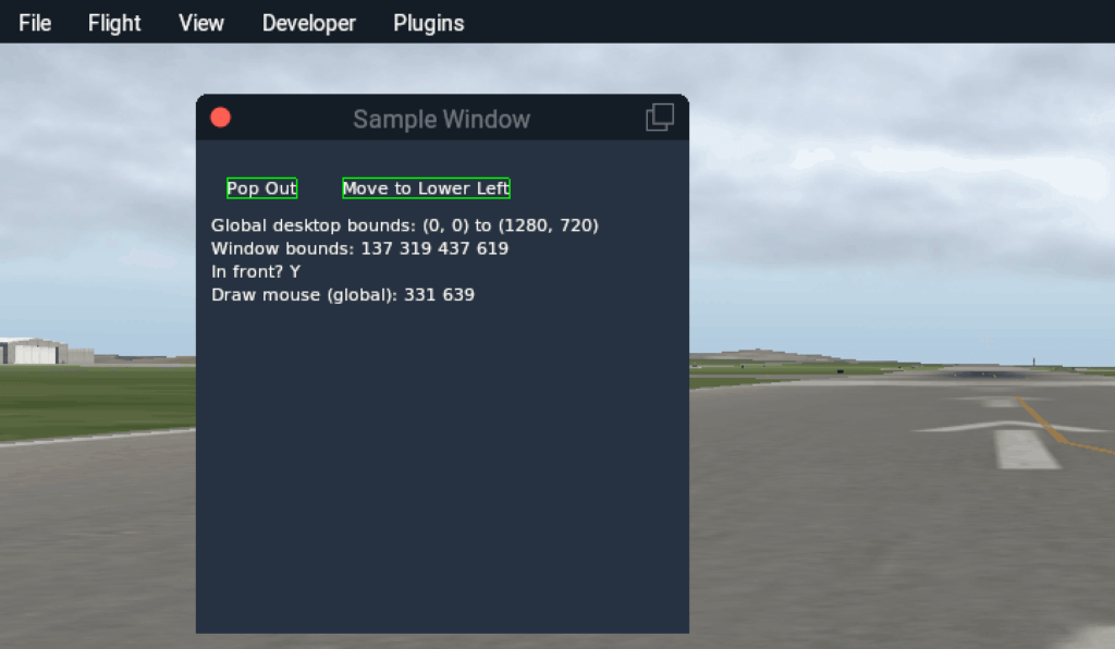 X-Plane 11 Window API Sample - X-Plane Developer